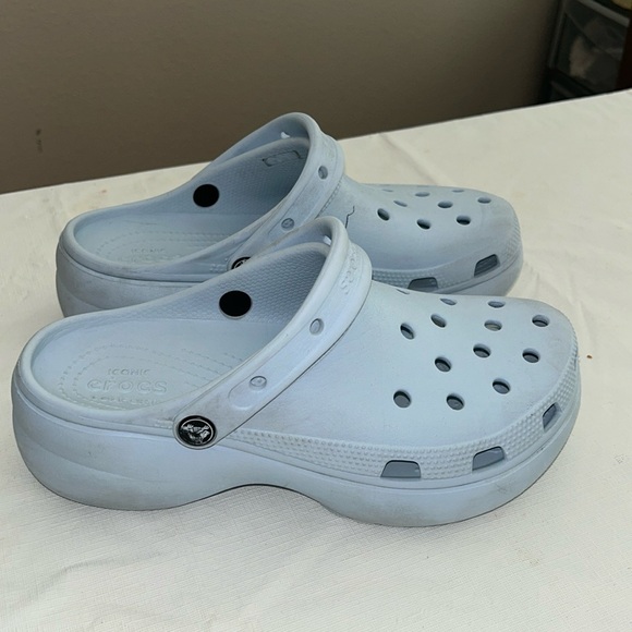CROCS | Shoes | Crocs Mineral Blue Classic Platform Clog | Poshmark